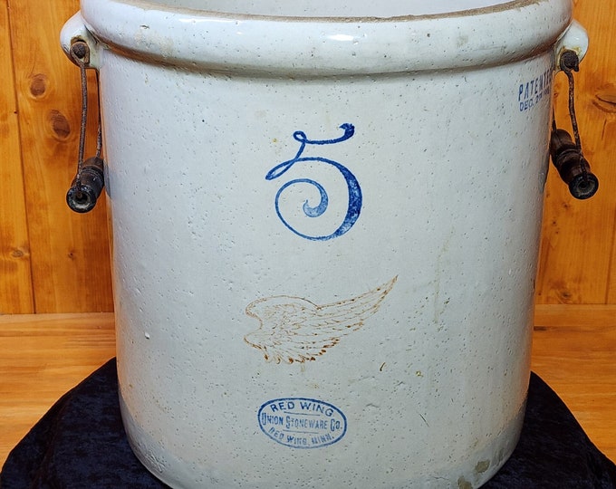 Vintage #5 Red Wing Crock With 4" Wing With Bail Handles Circa - 1919 ...