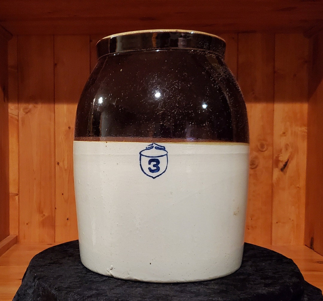 Watt 3 Gallon Food Preserve Jar Acorn Logo Rare Albany Slip Bristol ...