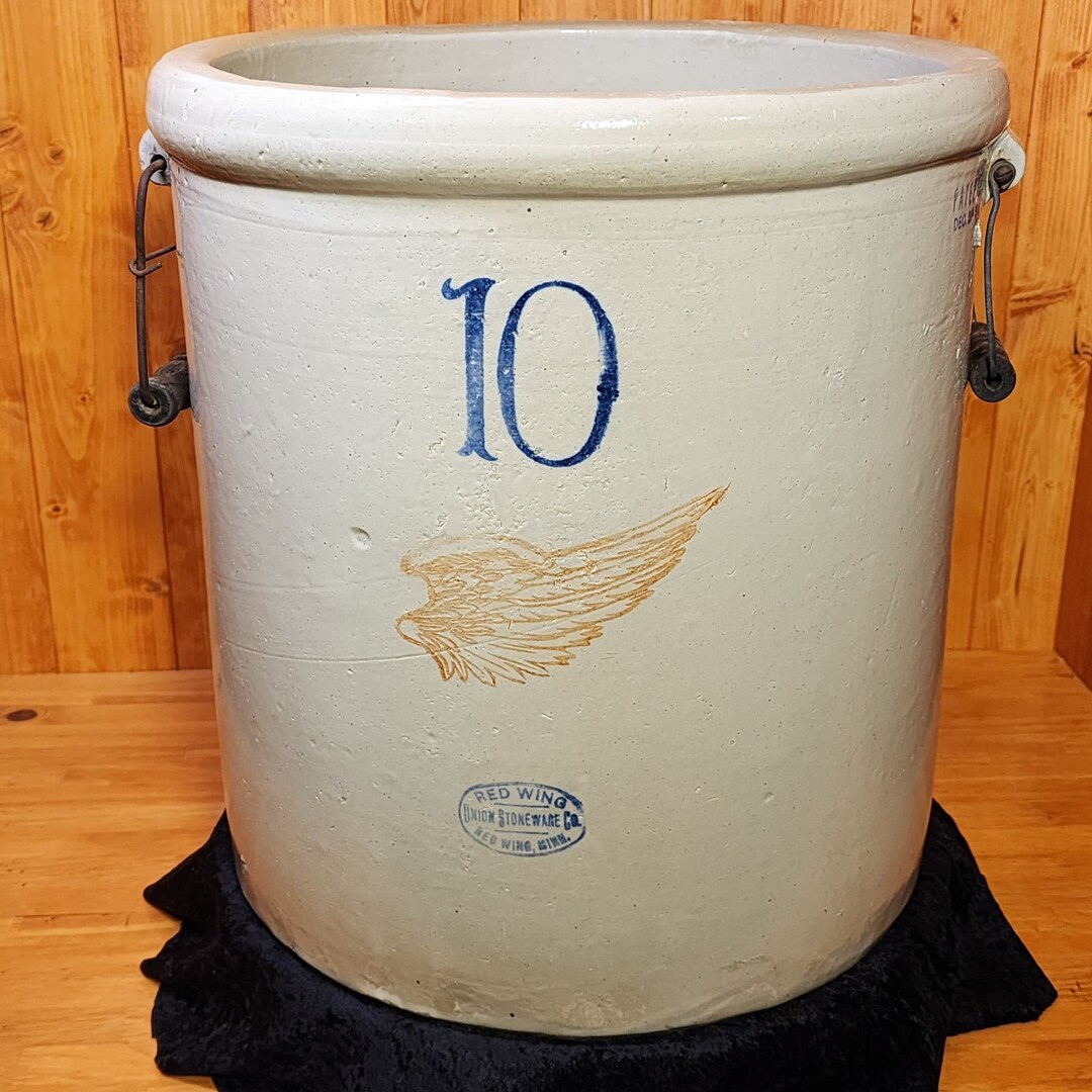 Vintage Red Wing 10 Gallon Crock With 6 Wing and Handles Circa 1906 ...