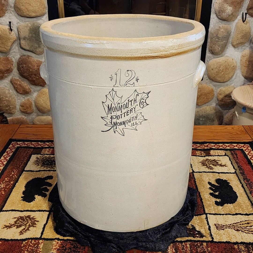 Monmouth 12 Gallon Crock Maple Leaf Elephant Ear Handles Farmhouse ...