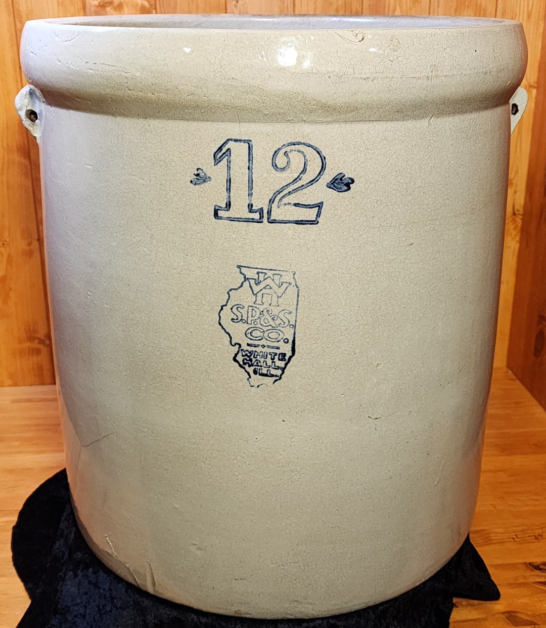 Whitehall 12 Gallon Stoneware Crock SP&S Co Cobalt Blue Circa Early ...