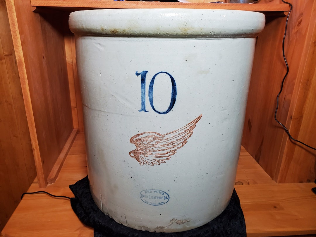 Vintage Red Wing 10-gallon Crock, Large Wing, Farmhouse Decor - Etsy
