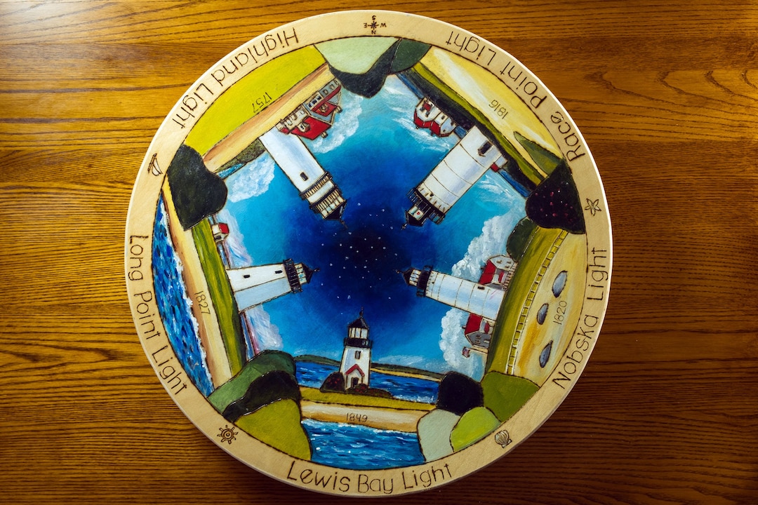 Cape Cod Lazy Susan 20" Handcrafted Hand Painted Centerpiece Light ...