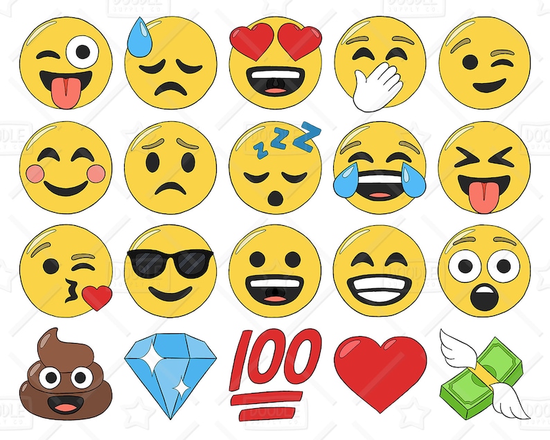 Emoji Clipart Vector Pack Smiley Faces Clipart Hand Drawn - Etsy Singapore