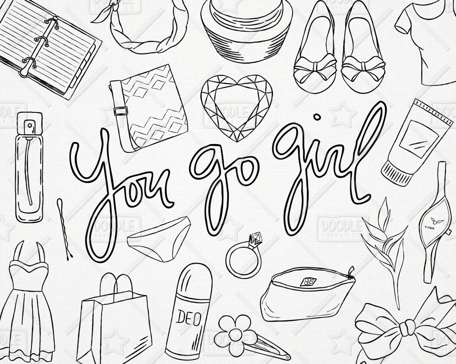 Doodle Girly Stuff Vector Pack Girly Things Girly Clipart - Etsy