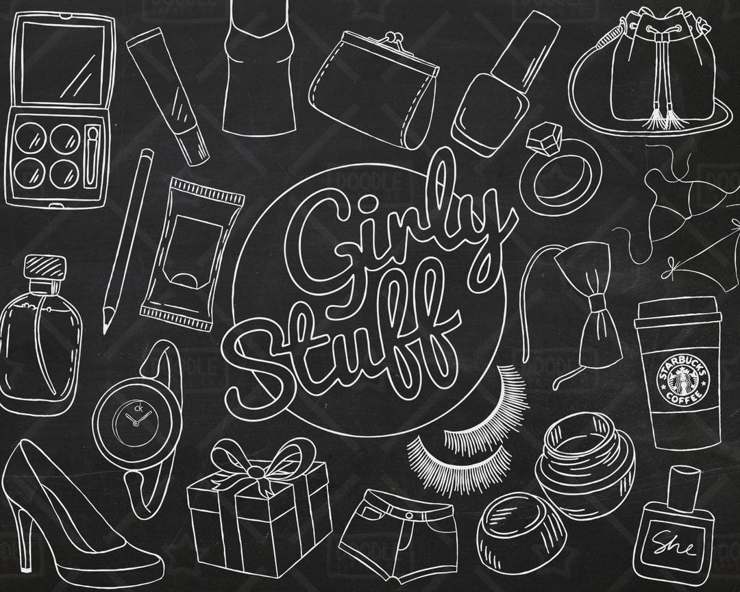Chalkboard Girly Stuff Vector Pack, Girly Things, Girly Clipart, Makeup ...