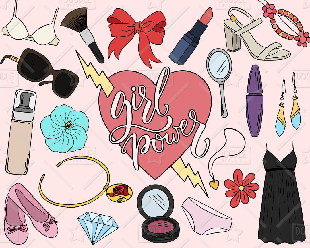 Girl Power Clipart Vector Pack, Girly Things, Girly Clipart, Makeup ...