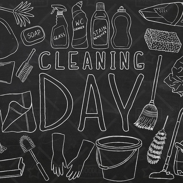 Cleaning Clipart Vector Pack, Chores Clipart, Laundry Clipart, Soap ...