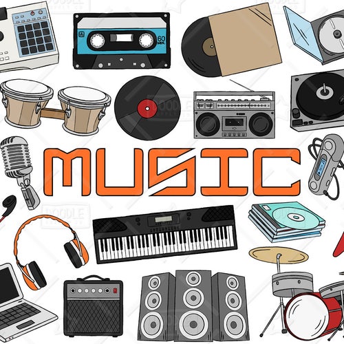 Music Clipart Vector Pack Electronic Music Doodles Pop Music | Etsy