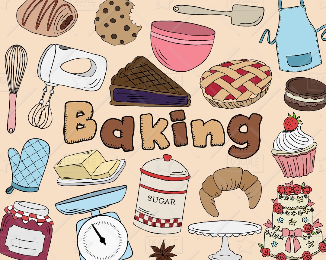 Baking Clipart Vector Pack, Kitchen Clipart, Pastry Clipart, Cake ...