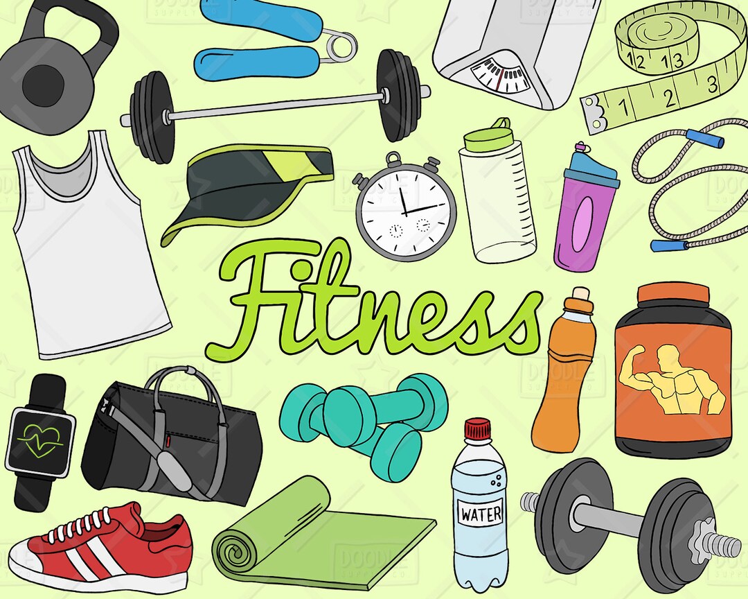 Fitness Clipart Vector Pack, Gym Clipart, Workout Clipart, Exercise ...