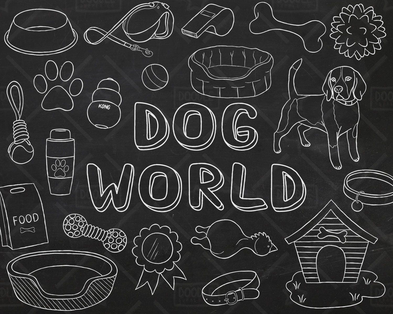 Chalkboard Dog Clipart Vector Pack, Puppy Clipart, Pet Clipart, Beagle ...