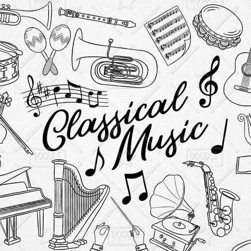 Doodle Music Vector Pack Musical Instruments Clipart Piano - Etsy