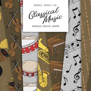 Classical Music Digital Paper Pack, Seamless Pattern, Musical Texture ...