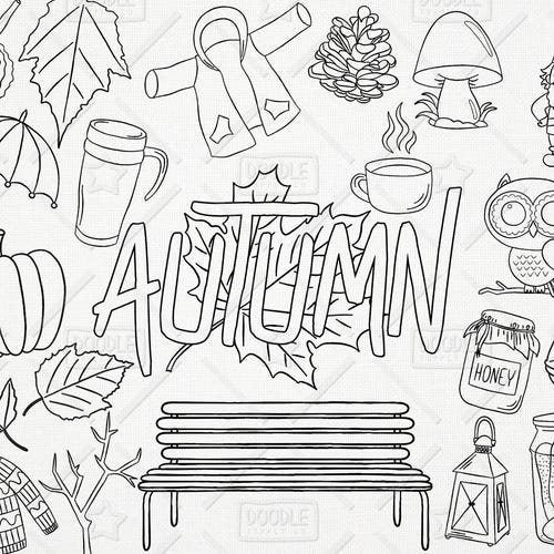 Doodle Fall Vector Pack Autumn Clipart Leaves Clipart - Etsy