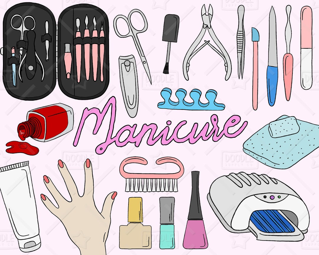 Manicure Clipart Vector Pack, Manicure Doodles, Beauty Clipart, Nail ...