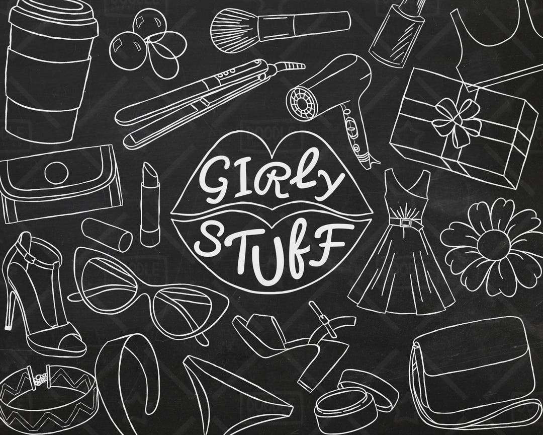 Chalkboard Girly Stuff Vector Pack, Girly Things, Girly Clipart, Makeup ...
