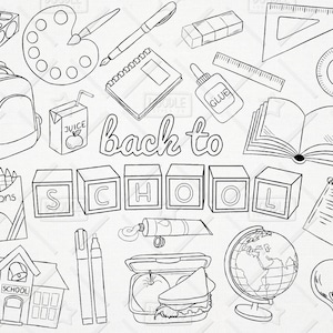 Doodle Back to School Vector Pack Hand Drawn School Clipart | Etsy