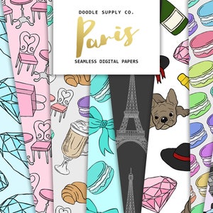 Paris Digital Paper Pack, Seamless Pattern, Paris Texture, Gems Pattern ...