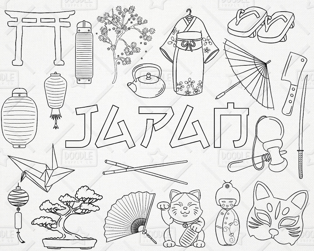 Doodle Japan Clipart Vector Pack, Japanese Doodles, Asia Clipart ...