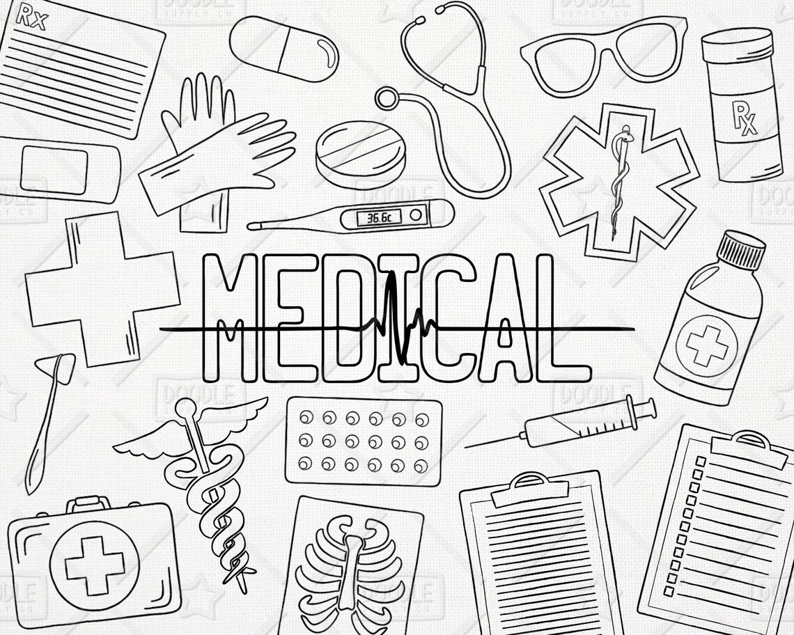Doodle Health Vector Pack, Medical Clipart, Healthcare Clipart ...
