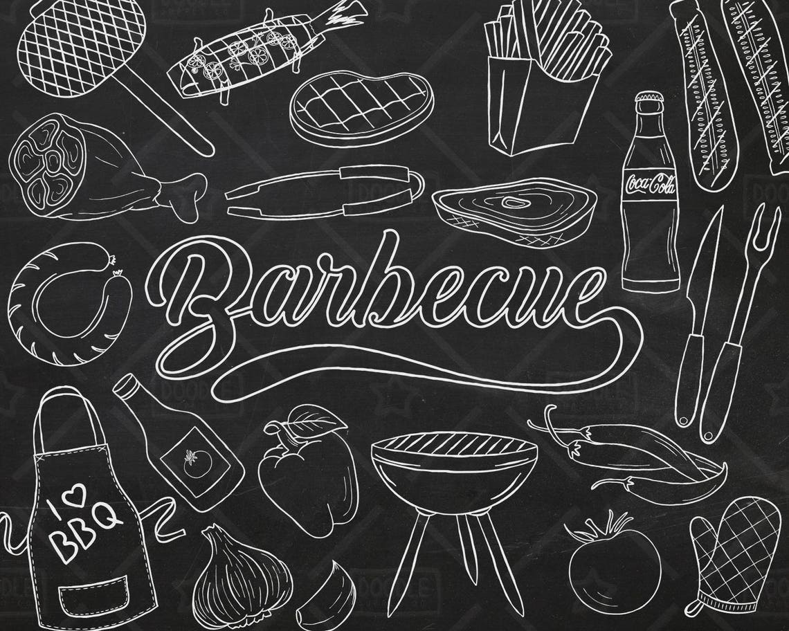 Chalkboard Barbecue Vector Pack, BBQ Clipart, Summer Clipart, Weekend ...