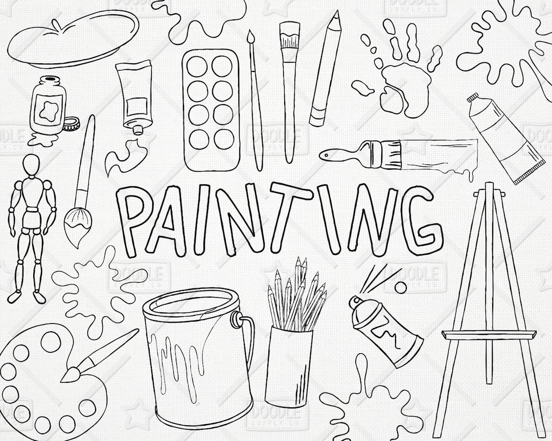 Doodle Painting Vector Pack, Art Clipart, Hobby Clipart, Painter ...