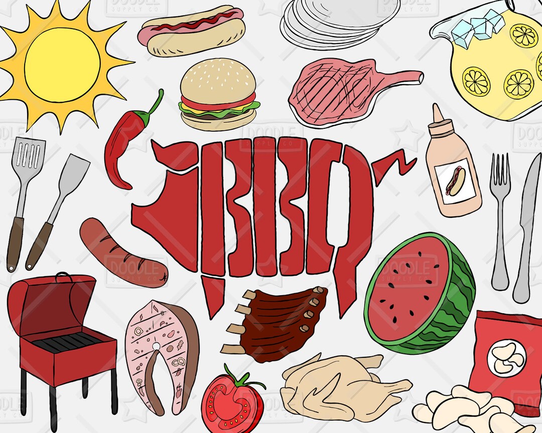 Barbecue Clipart Vector Pack, BBQ Clipart, Grill Clipart, Burger ...