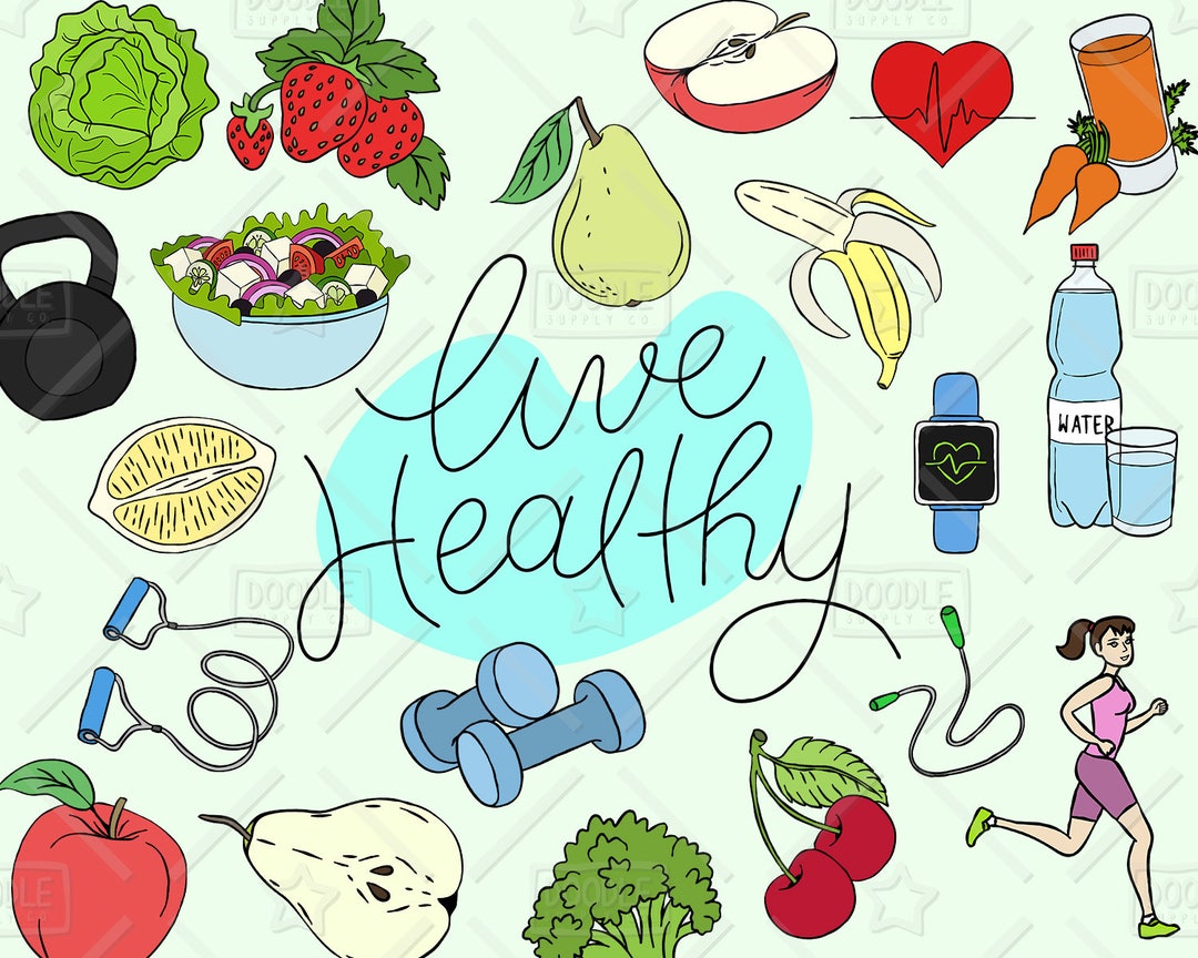 Healthy Lifestyle Clipart Vector Pack, Live Healthy Graphics, Health ...