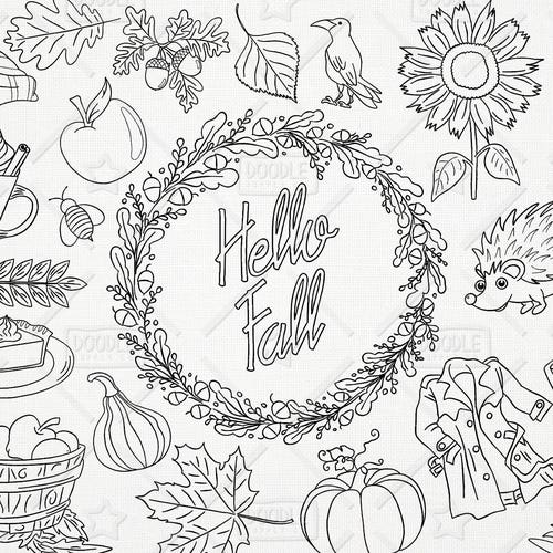 Doodle Hello Fall Vector Pack Autumn Clipart Fall Icons | Etsy