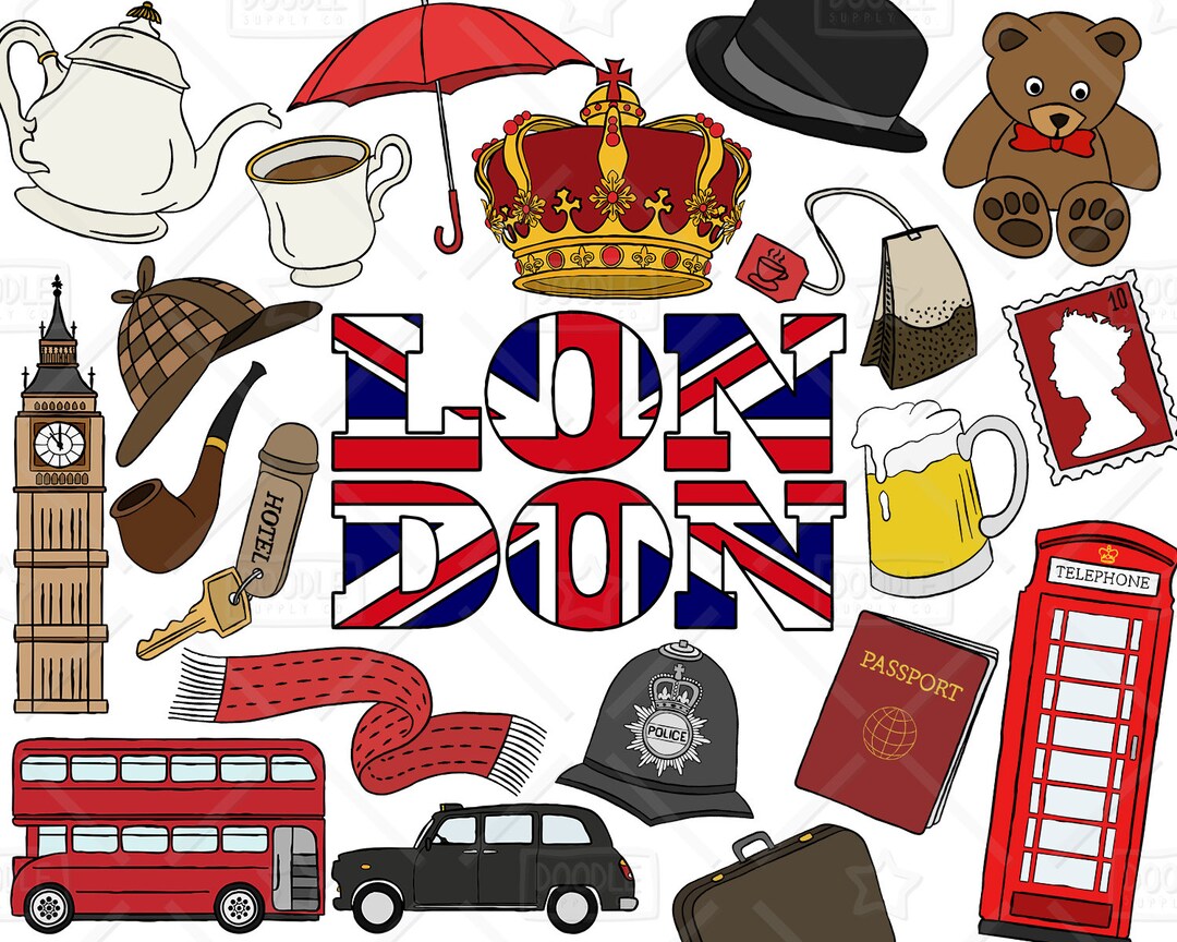London Clipart Vector Pack, British Clipart, England, Travel Clipart ...