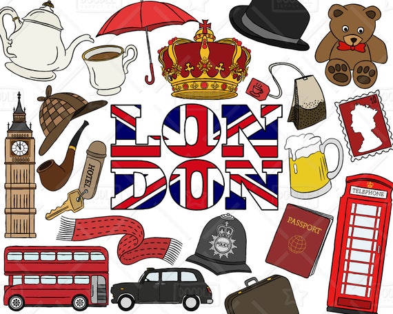 London Clipart Vector Pack British Clipart England Travel - Etsy