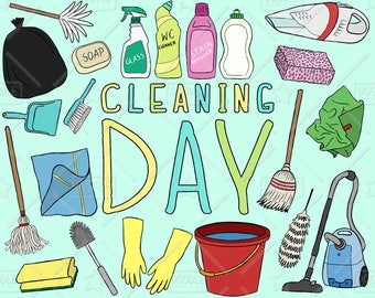Cleaning Watercolor Clipart Cleaning Clip Art Cleaning - Etsy