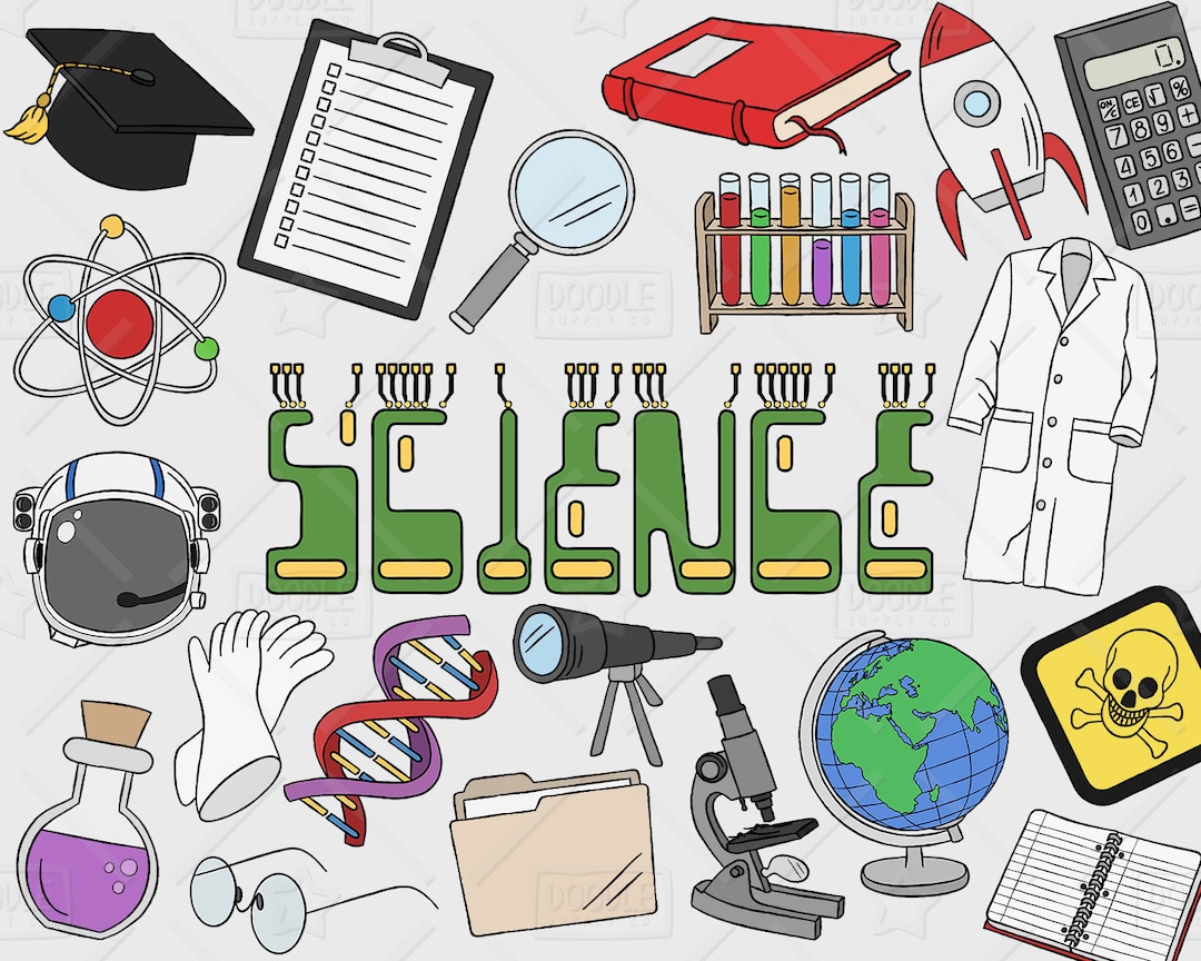 Science Clipart Vector Pack, Science Doodles, Mad Scientist Clipart ...