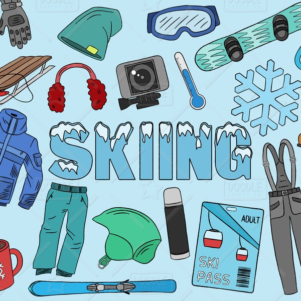 Ski and Snowboard Clipart - Etsy
