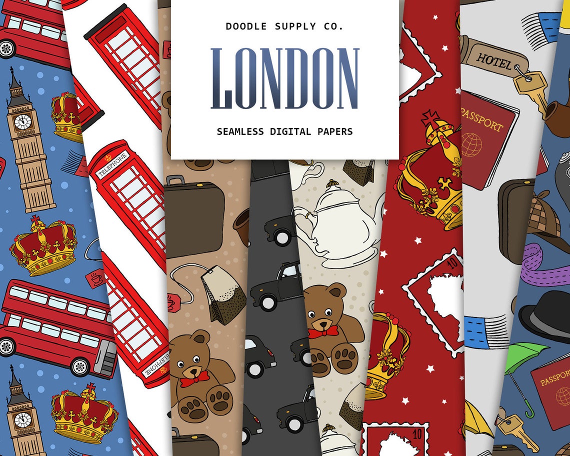 London Digital Paper Pack Seamless Pattern London Texture - Etsy