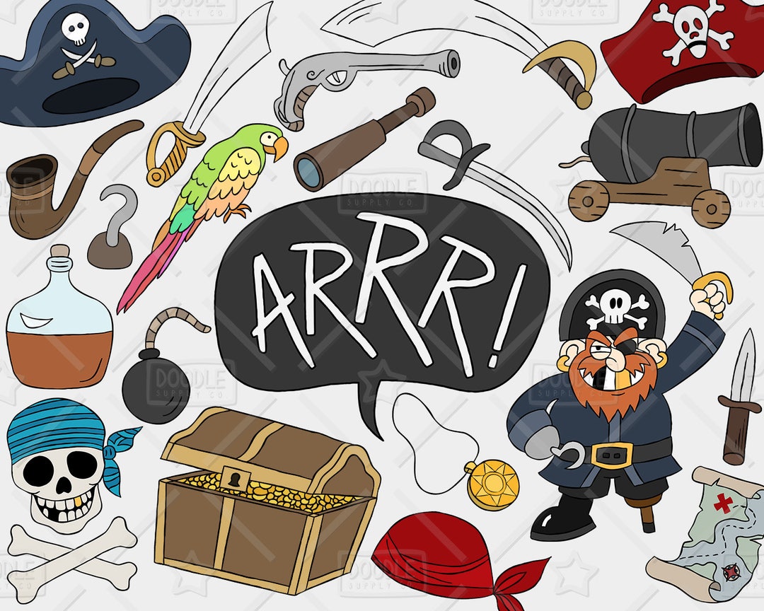Pirate Clipart Vector Pack, Pirate Party Decorations, Pirate Vector ...