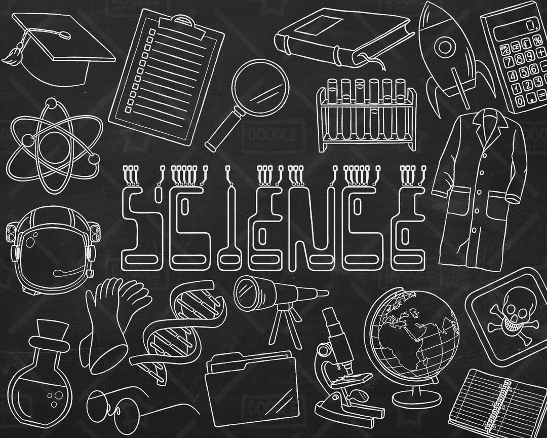 Chalkboard Science Vector Pack Science Doodles Mad Scientist - Etsy