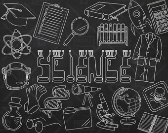 Science Clipart Vector Pack Science Doodles Mad Scientist | Etsy