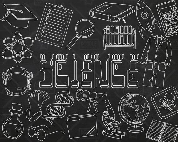 Chalkboard Science Vector Pack Science Doodles Mad Scientist | Etsy