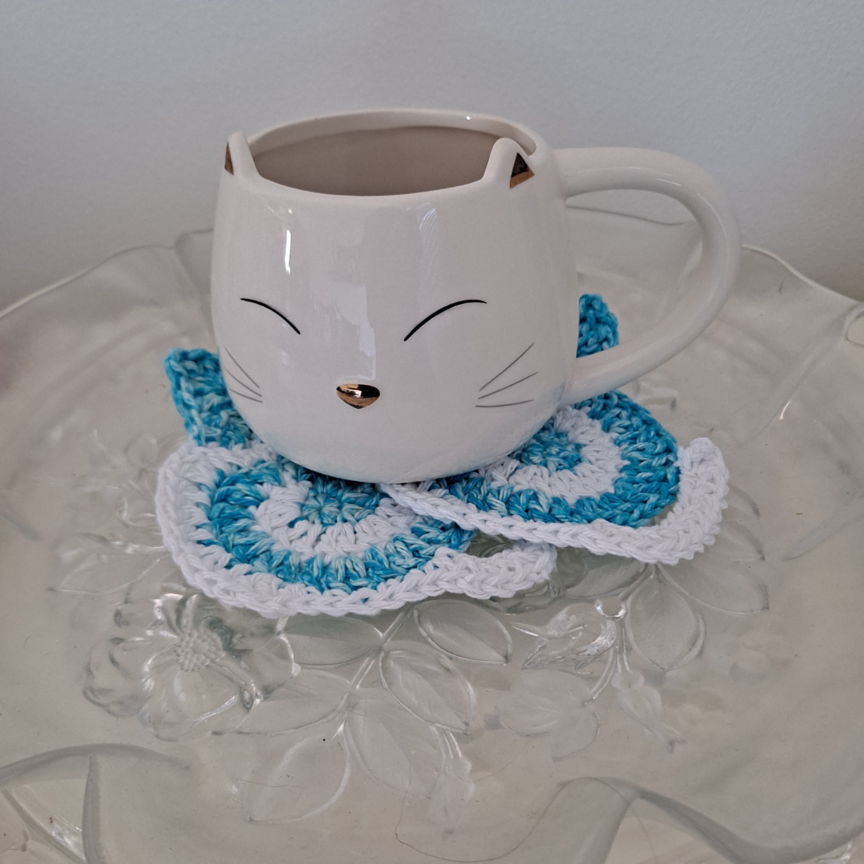 Crochet Swirly Cat Coaster - Etsy