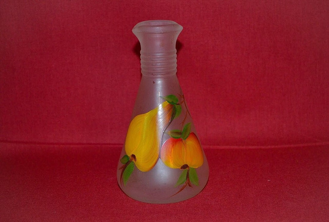 Vintage 1950s Hazel Atlas Peach and Pear Decanter Salad Dressing Bottle ...