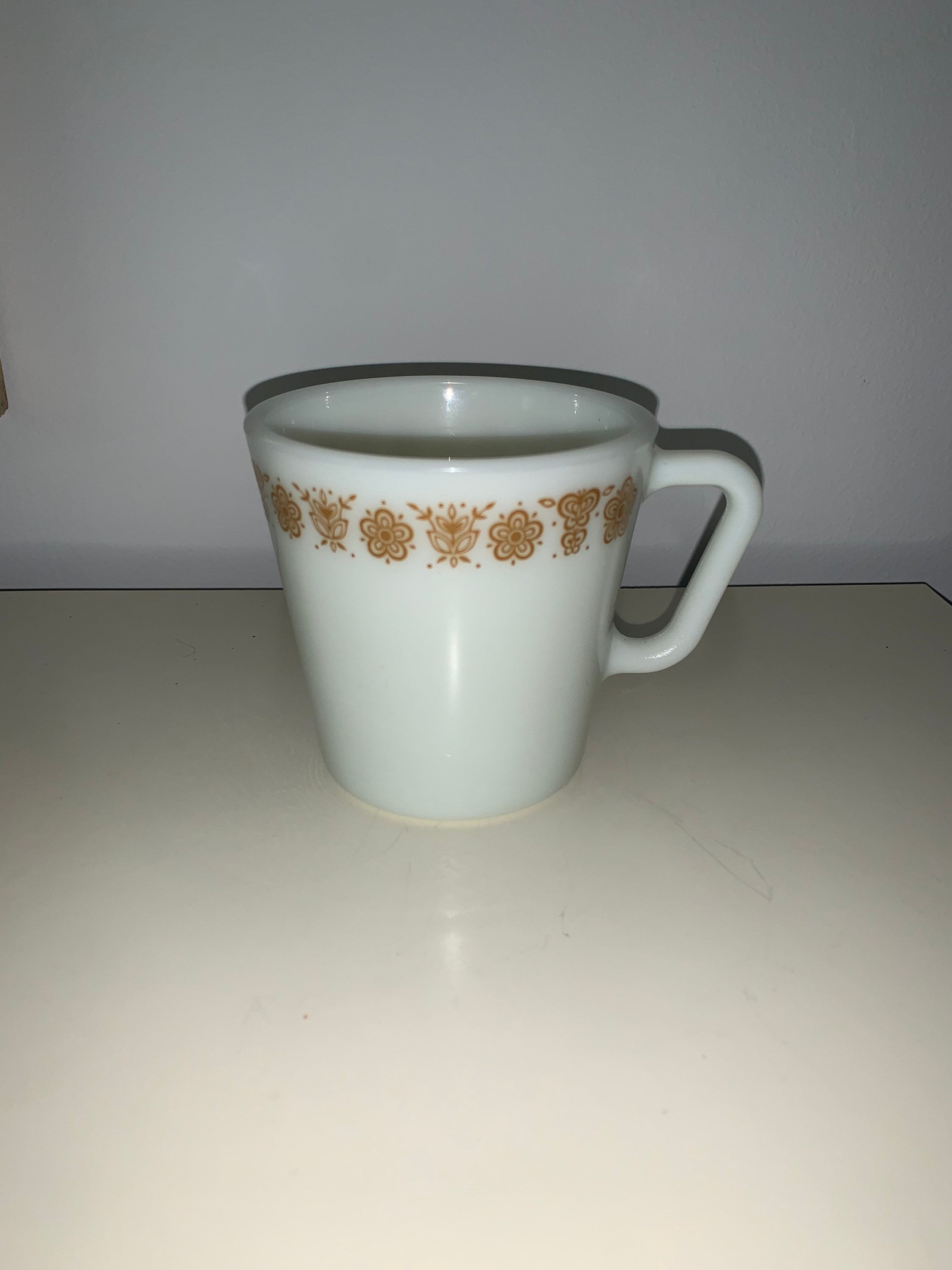 Vintage Pyrex Corning Butterfly Gold Yellow Milkglass Mug Milk Glass ...