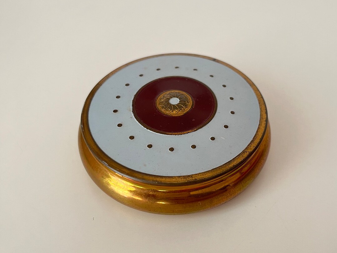 Vintage 1950s Coty Powder Compact Blue Enamel Gold Detail Coty New York ...