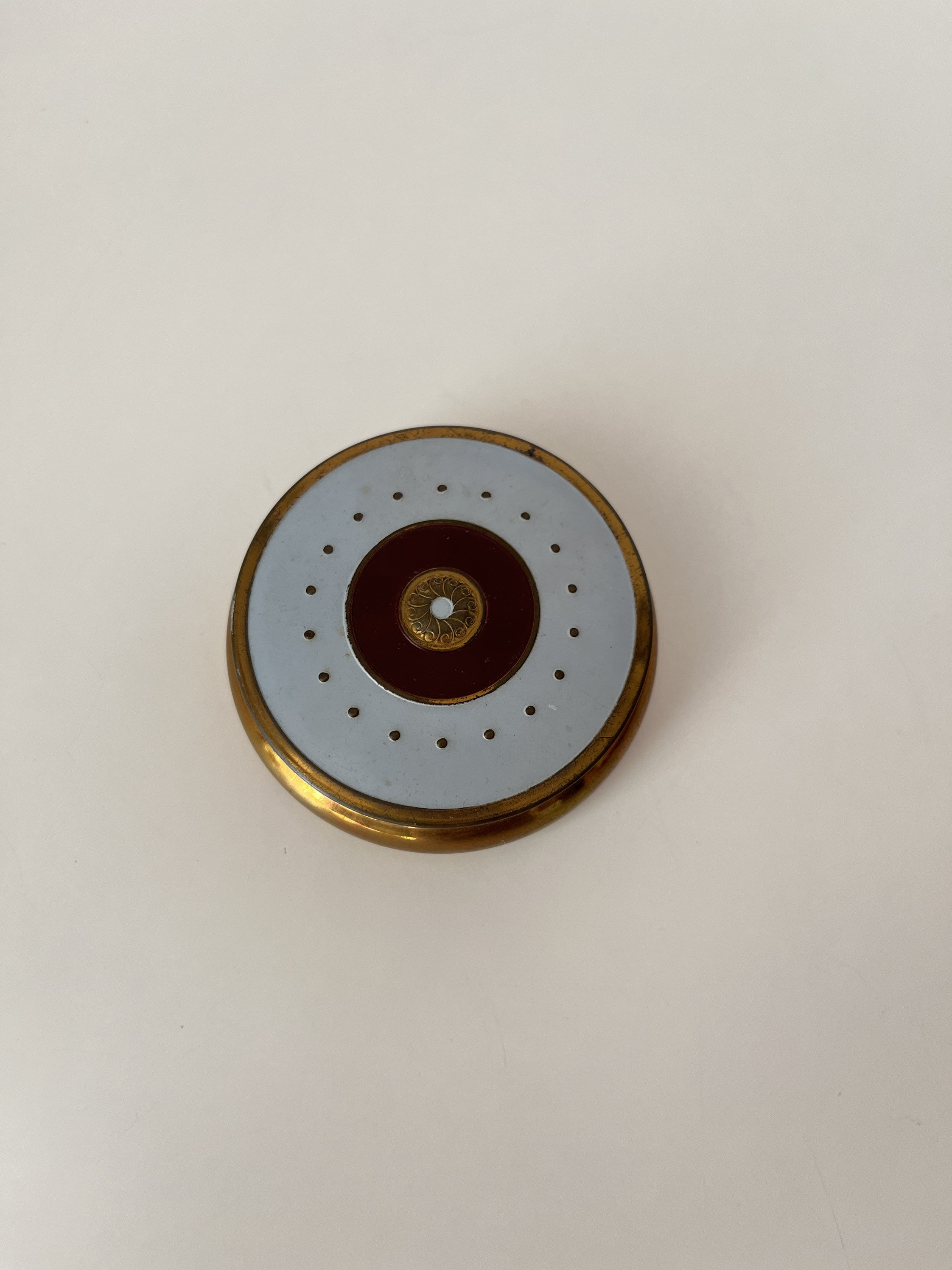 Vintage 1950s Coty Powder Compact Blue Enamel Gold Detail Coty New York ...