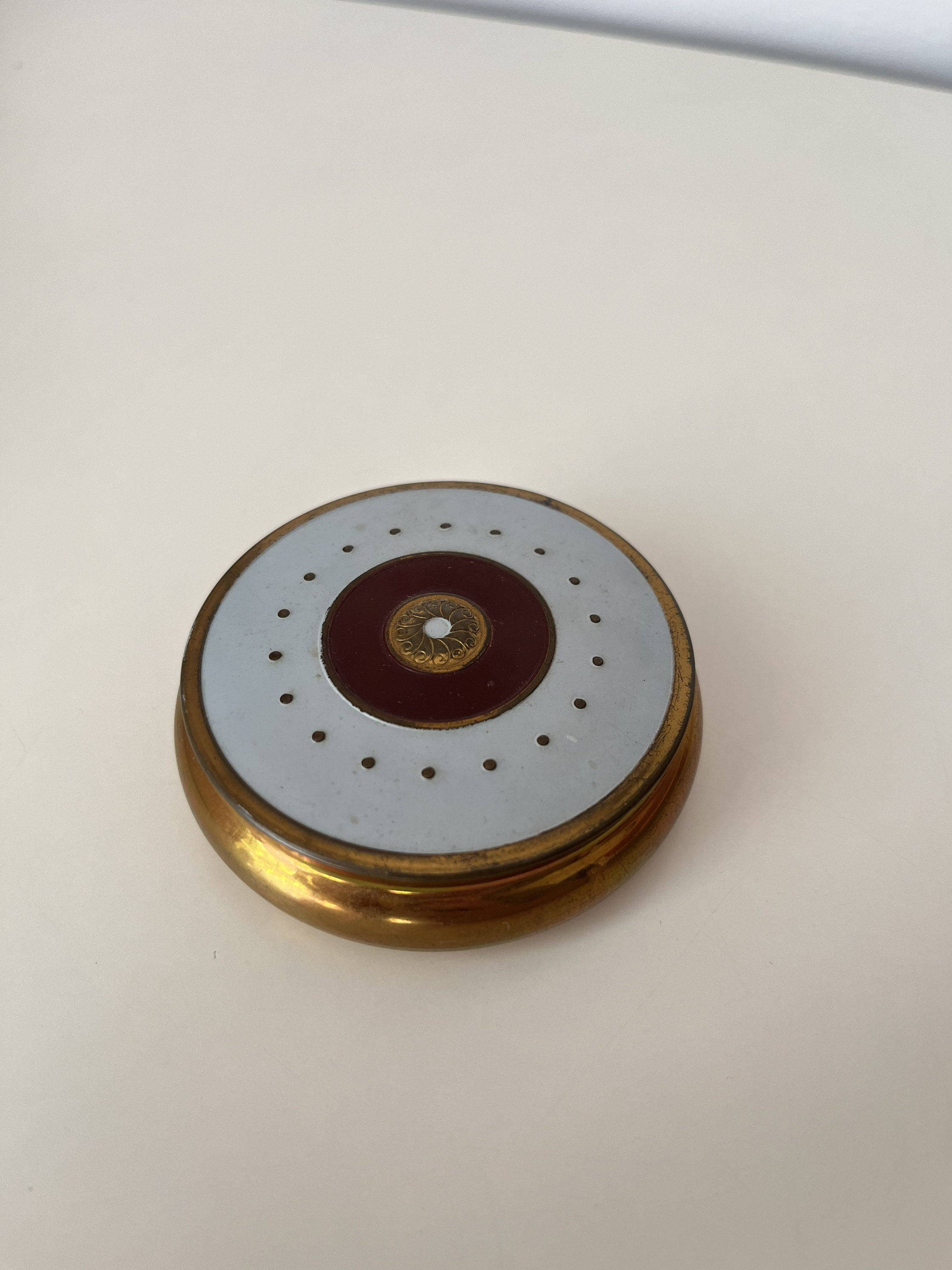 Vintage 1950s Coty Powder Compact Blue Enamel Gold Detail Coty New York ...