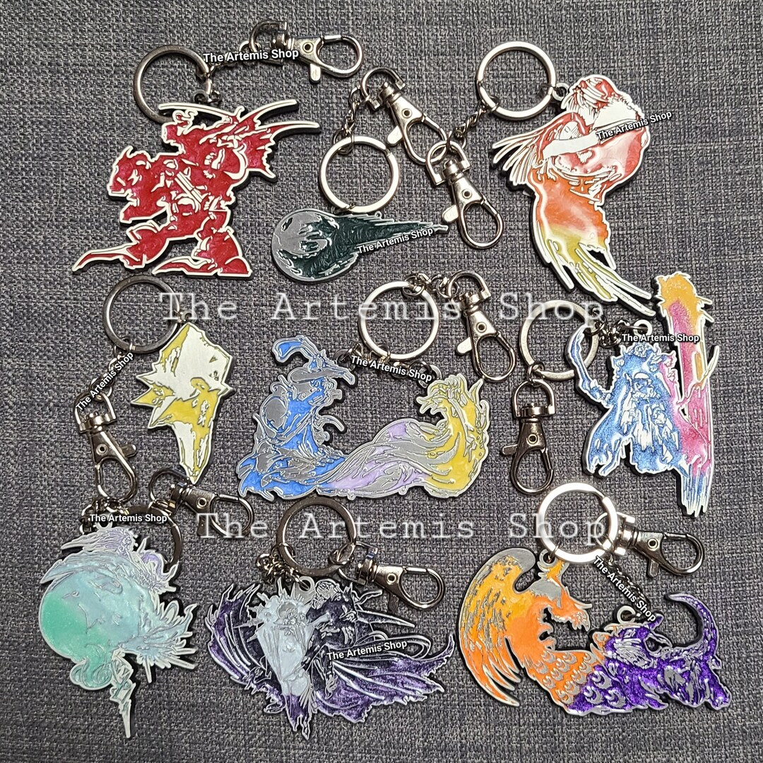 FINAL FANTASY Marbled Logo Keychains combo Packs FF 6, 7, 8, 9, 10, 12 ...