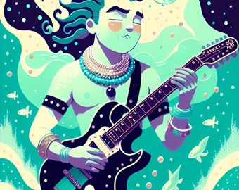 Digital, Late 1800s, the Merman and the Mermaid, American Art Print ...