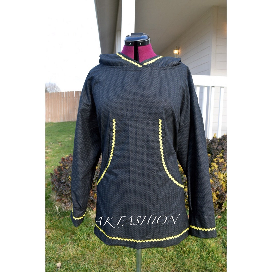 Women Kuspuk Adult Kuspuk Alaska Kuspuk Dress/jacket Black With Yellow ...