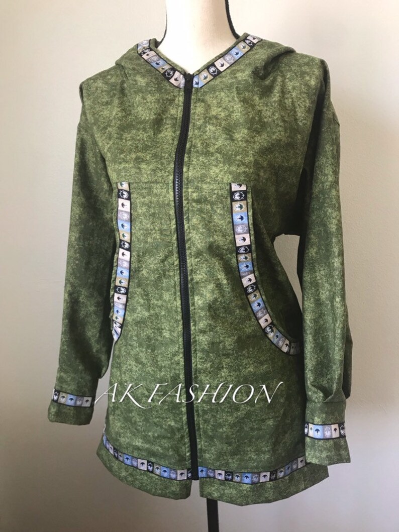 Green With Native Head Trim Women Kuspuk Alaska Kuspuks Adult | Etsy